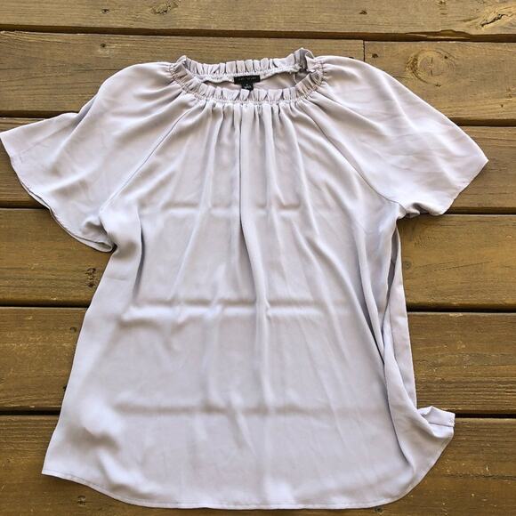 Ann Taylor | Tops | New Grey Ann Taylor Sheer Ruffle Blouse | Poshmark